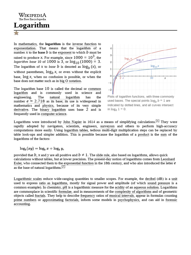 Logarithm | PDF | Logarithm | Exponentiation