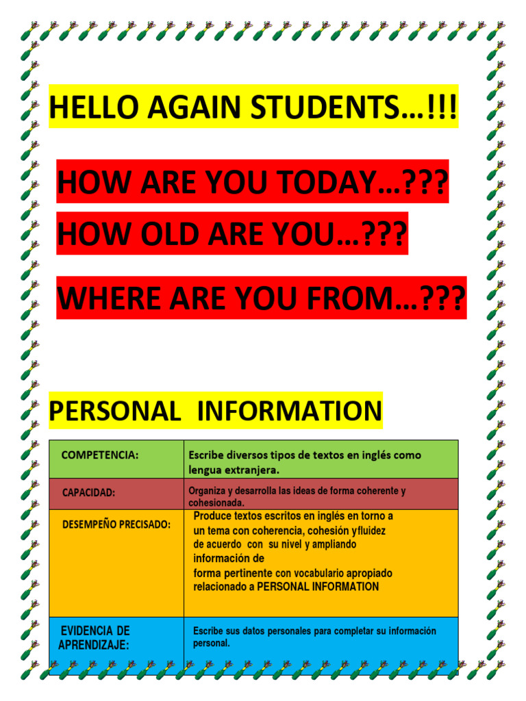 Actividad Personal Information Viernes | PDF