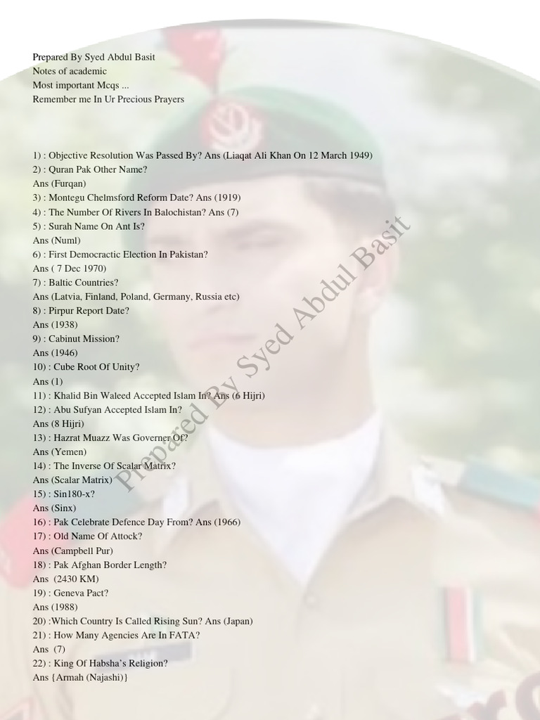 1st Academic Portion by Syed Abdul Basit | PDF | Pakistan