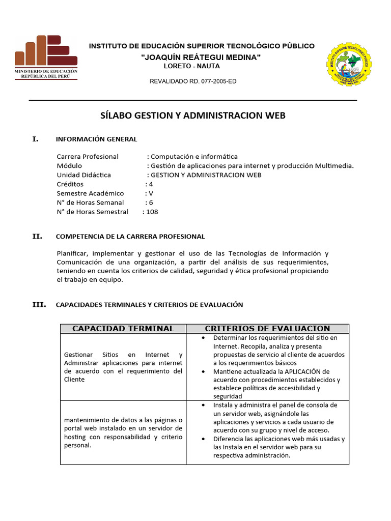 Silabo | PDF | Php | Red mundial