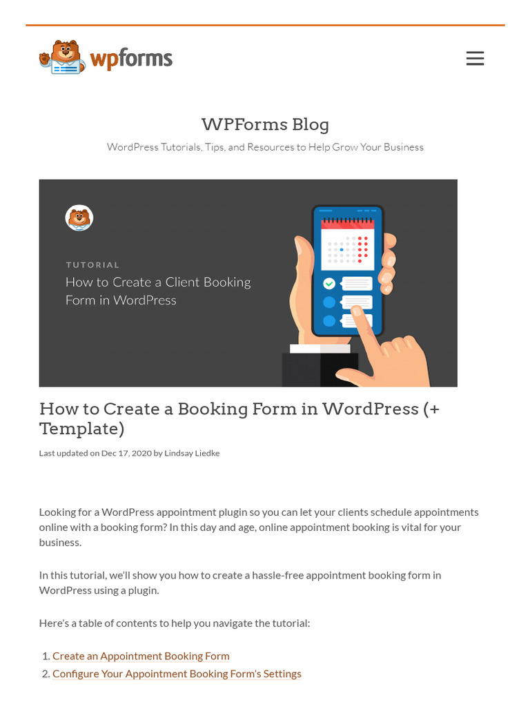 How To Create A Booking Form in WordPress (+ Template) | PDF | Word ...
