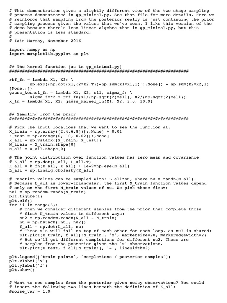Machine Learning and Pattern Recognition Alternative GP Demo | PDF | Applied Mathematics ...