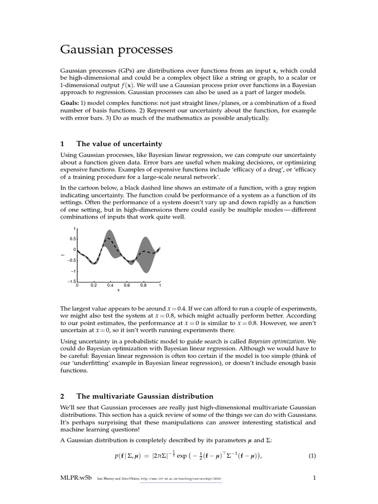 Machine Learning and Pattern Recognition Gaussian Processes | PDF | Normal Distribution ...