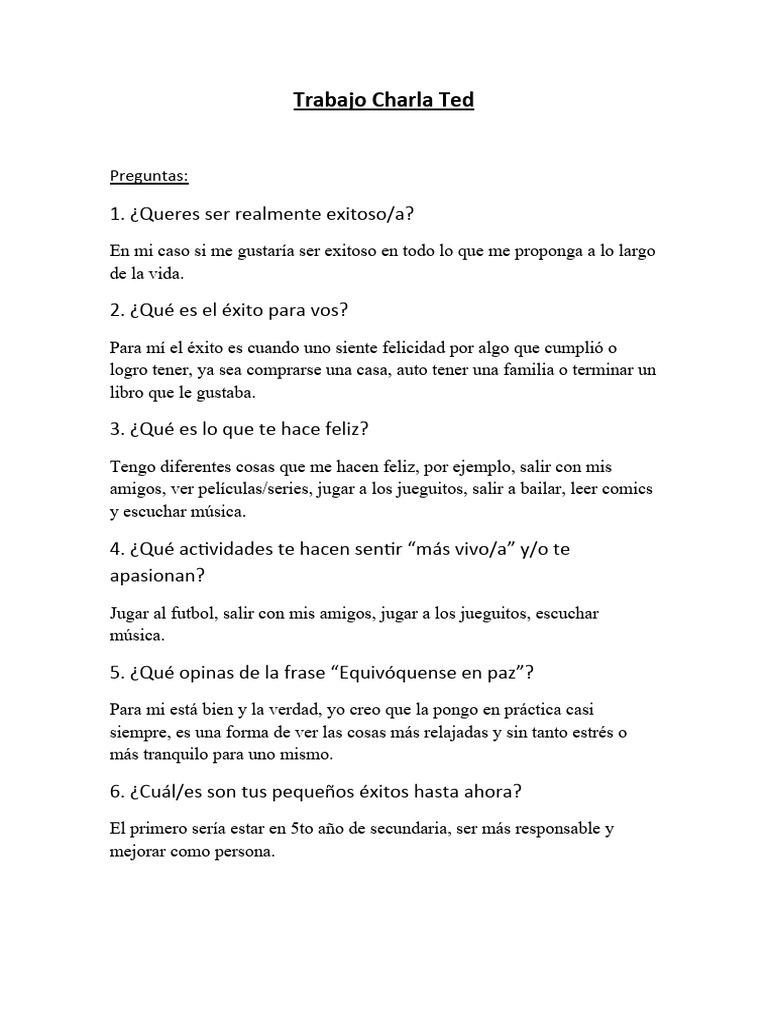 Trabajo Charla Ted | PDF
