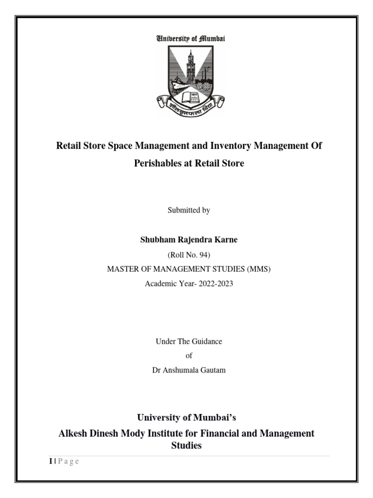 Retail Store Space Managemen T A ND Inven Tory Management of ...