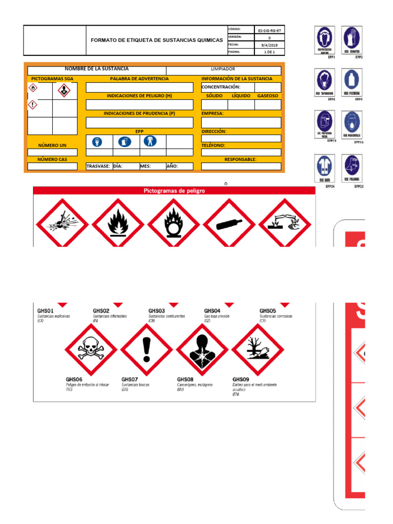 Es-Sig-Rg-97 Formato de Etiqueta de Sustancias Quimicas | PDF