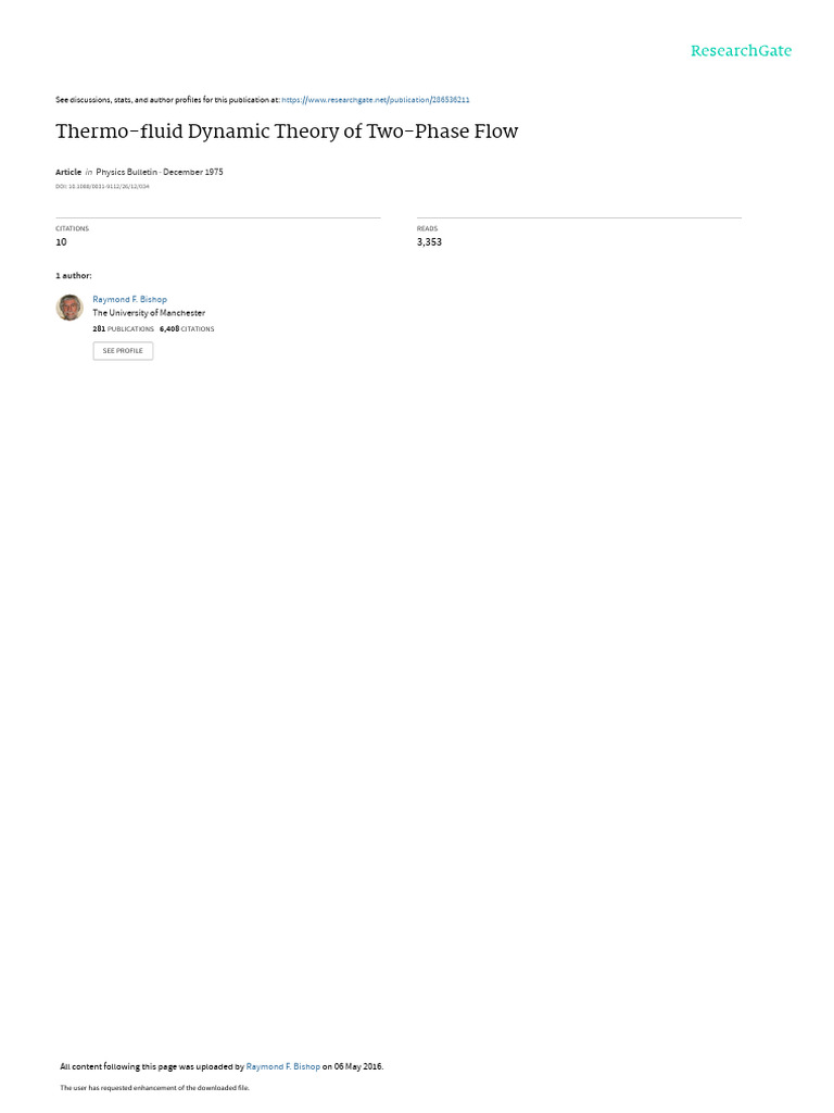 Thermo-fluid Dynamic Theory of Two-Phase Flow | PDF | Fracture | Van Allen Radiation Belt