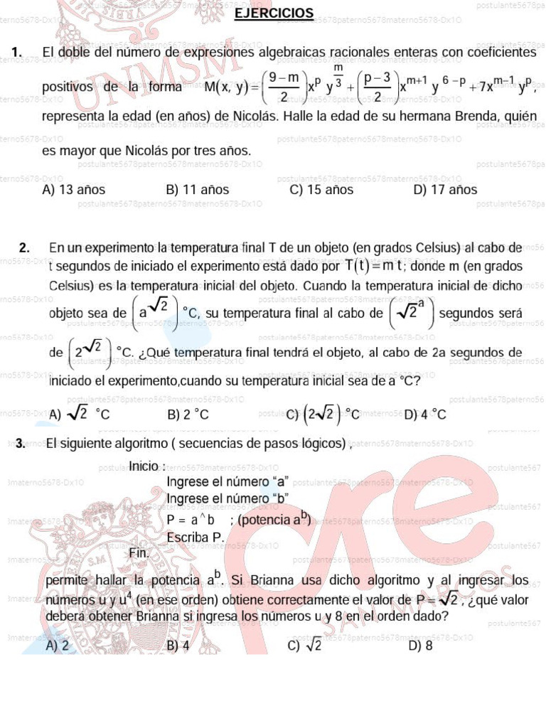 Algebra Ejercicios | PDF