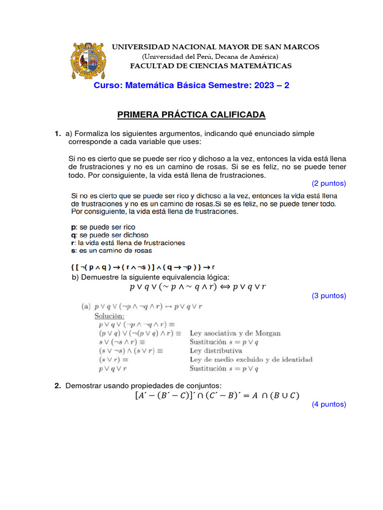 Solucion Primera Práctica Calificada | PDF
