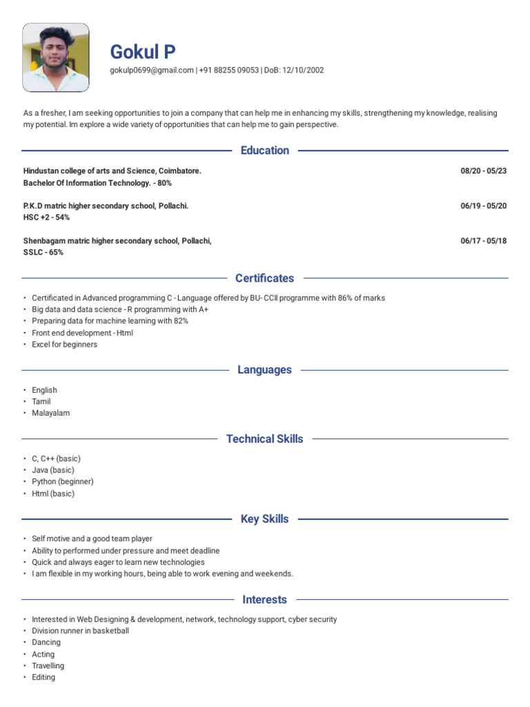 Gokul P - Resume | PDF