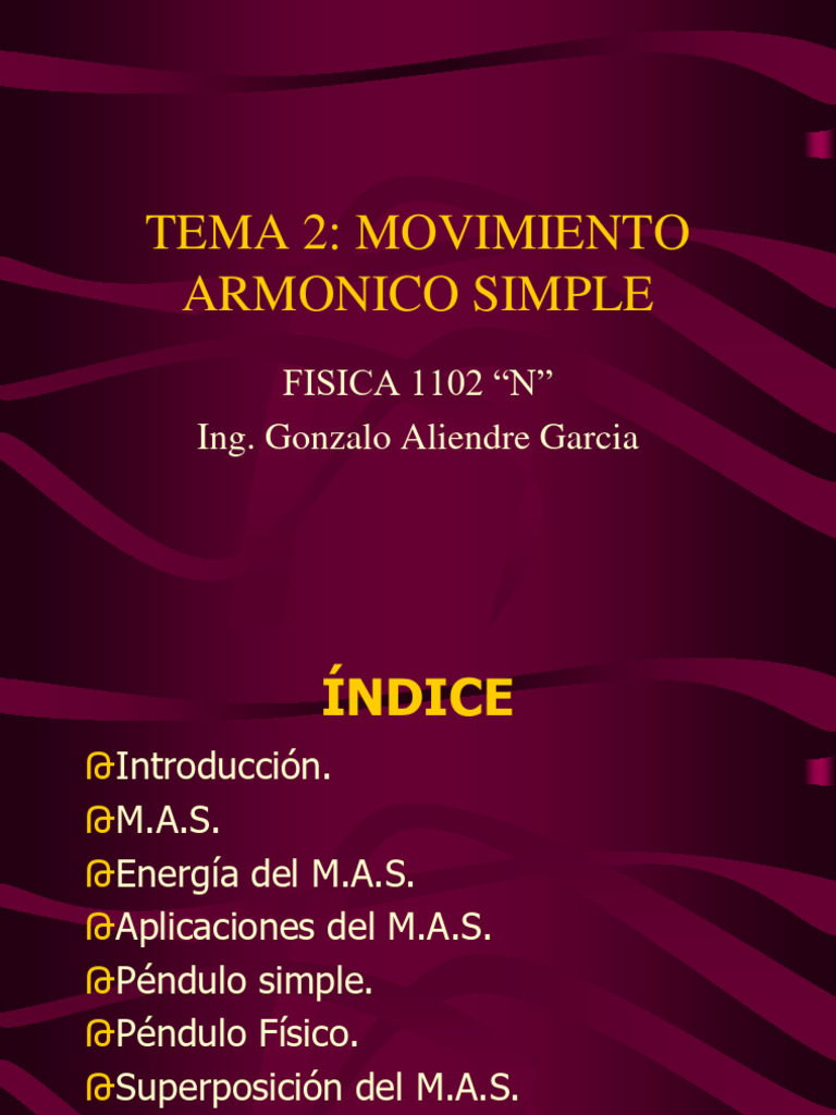 MOVIMIENTO ARMONICO SIMPLE | PDF | Péndulo | Oscilación