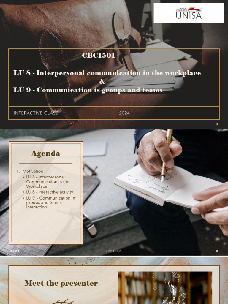 CBC1501 - Lesson 6 -LU 8 Recap_LU9_A4_Slides_2024 | PDF | Communication ...