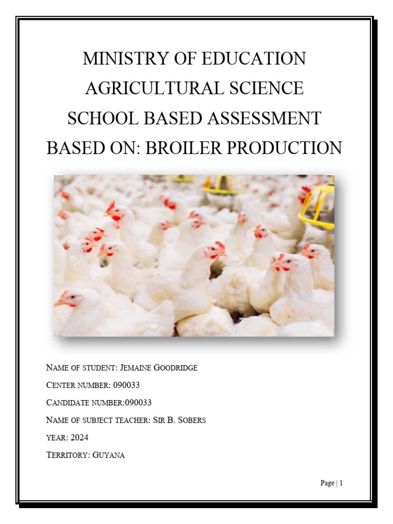 Agricultural Science SBA 2024 | PDF | Poultry Farming | Chicken