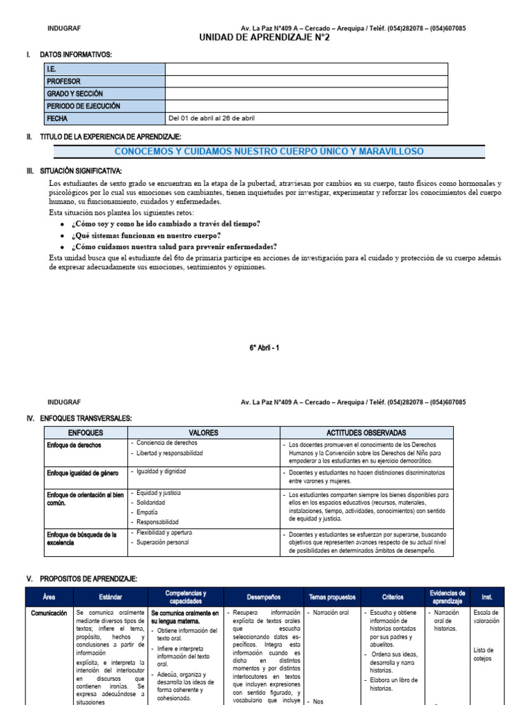 6° Grado - Unidad de Aprendizaje N°02 | PDF | Números | Decimal