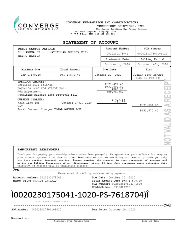 481082800-CONVERGE-Proof-of-Internet-Subscription | PDF | Service ...