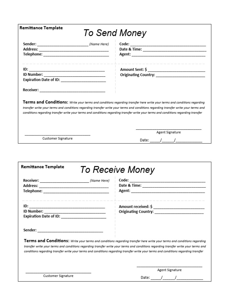 Remittance-Template | PDF | Remittance | Telecommunications
