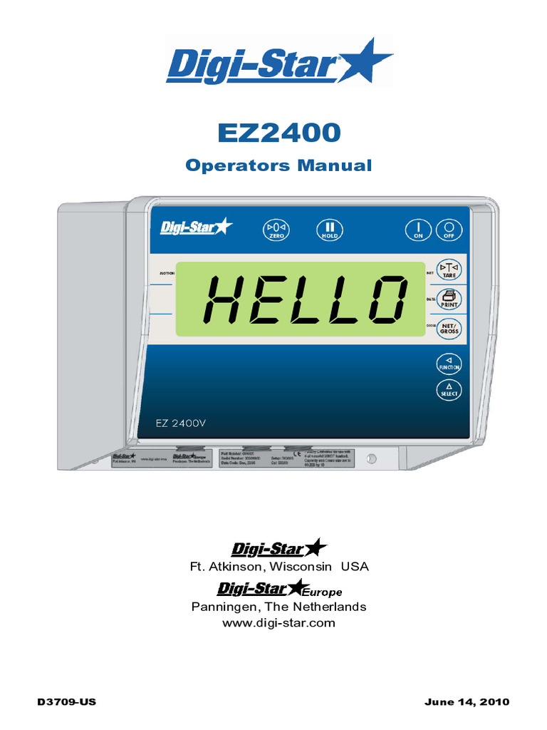 Digi Star Ez2400 | PDF | Weight | Menu (Computing)