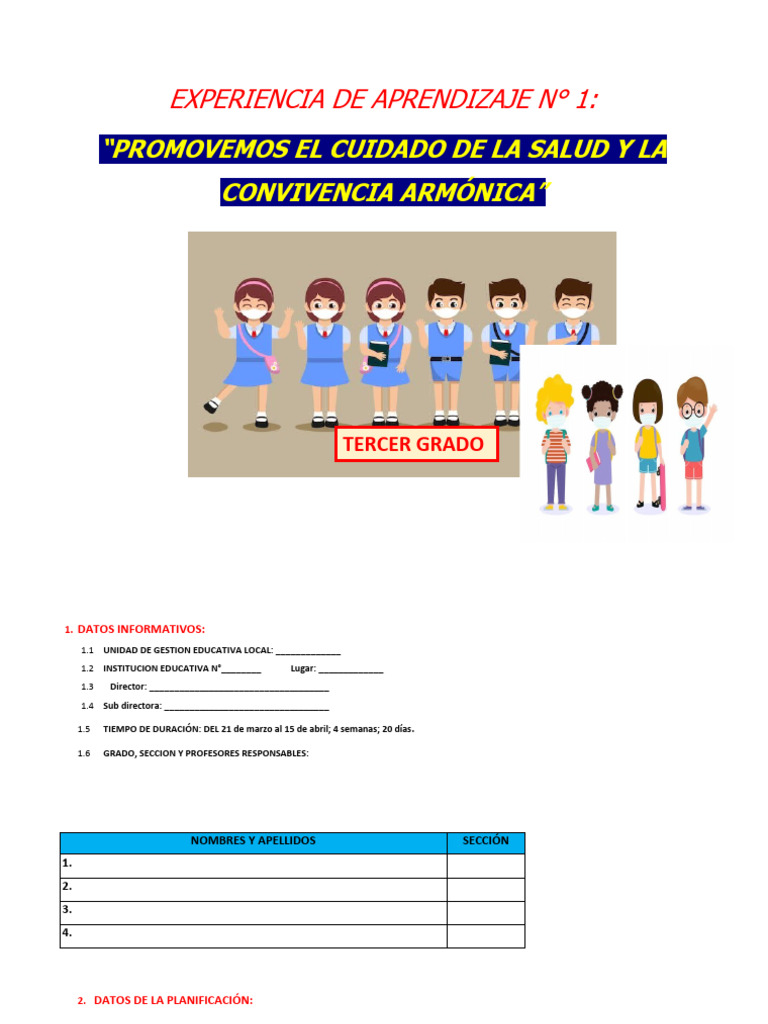 Experiencia De Aprendizaje Tercer Grado Pdf Maestros Observación