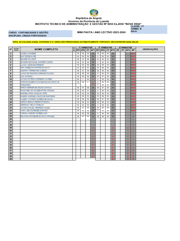 Mini - Pauta Actualizada 11 B | Download grátis PDF | Angola | Governo