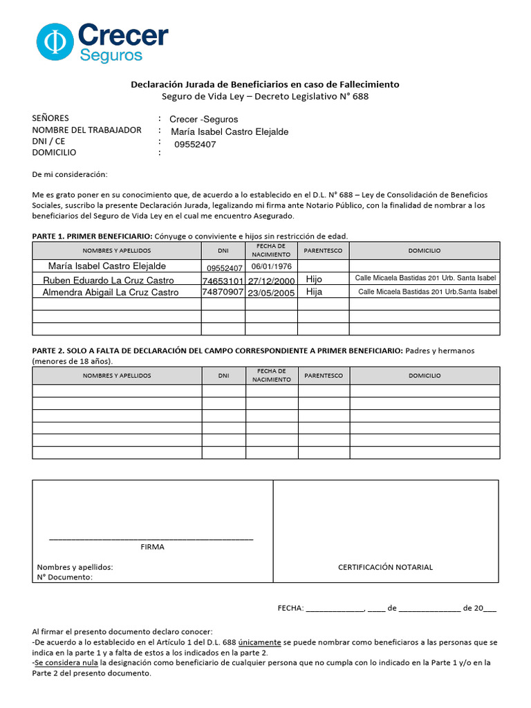 Seguro Crecer | Descargar gratis PDF | Documento de identidad