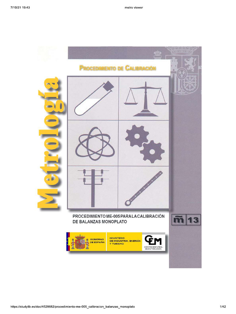 Calibracion Balanzas Monoplato | PDF