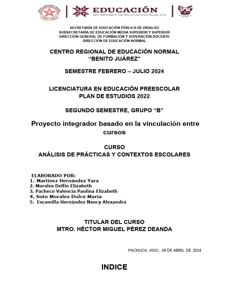 Proyecto de Observación en Educación Preescolar | PDF | Educación de la ...