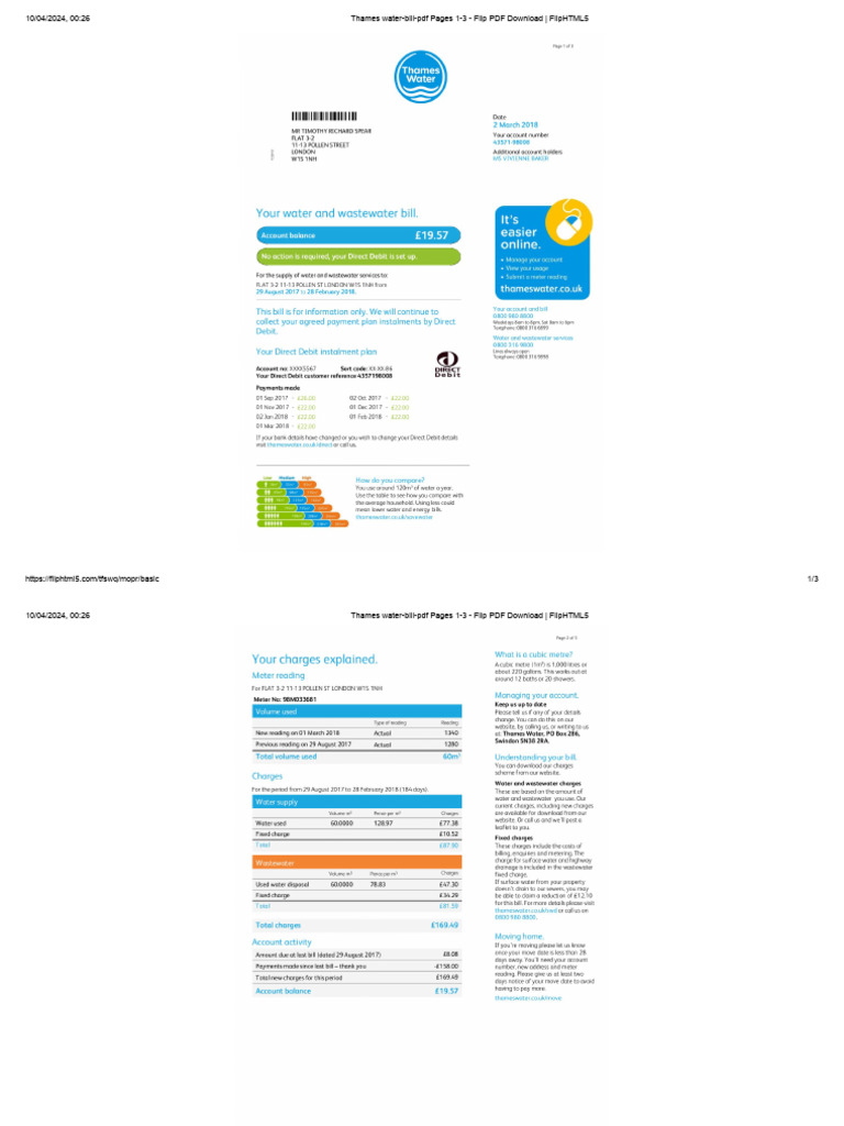 Thames Water-Bill-Pdf Pages 1-3 - Flip PDF Download - FlipHTML5 | PDF