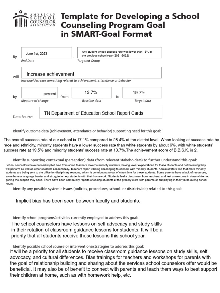 Smart Goal Form-8 | PDF | School Counselor | Bias