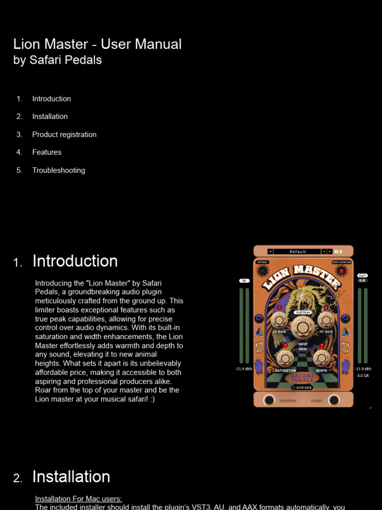 User Manual - Lion Master by Safari Pedals | PDF | Safari (Web Browser ...