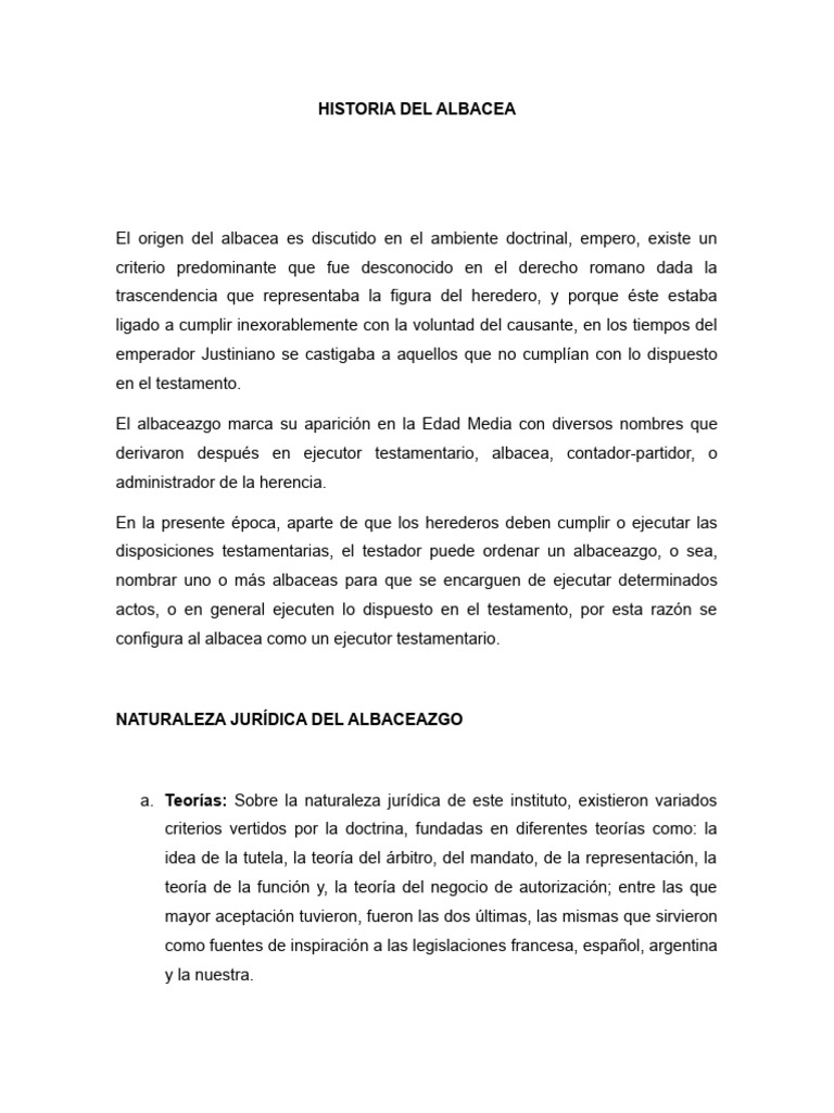 Historia Del Albacea | PDF | Albacea | Herencia