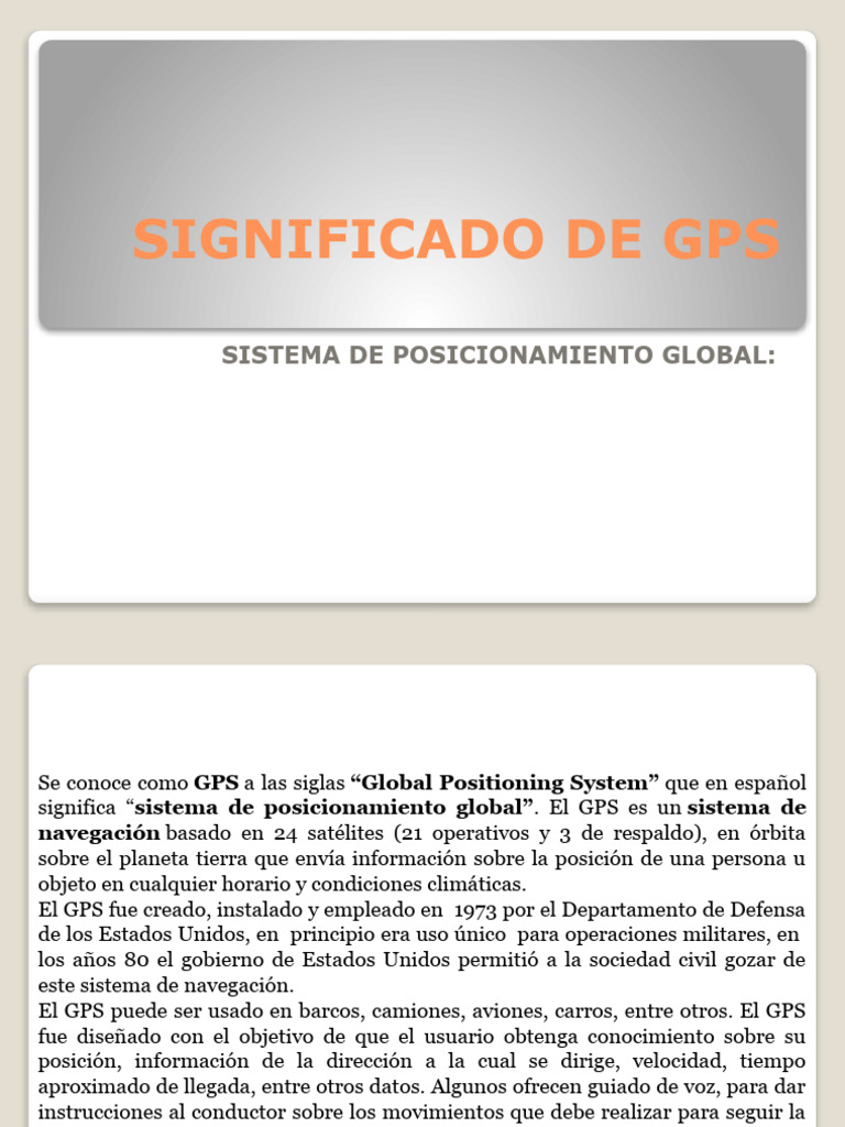 Uso y Funcionamiento del GPS Global | PDF | Sistema de Posicionamiento ...