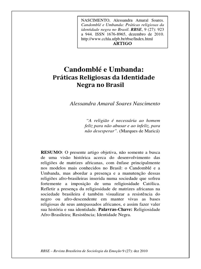 Candomble e Umbanda | Download grátis PDF | Atitude psicológica