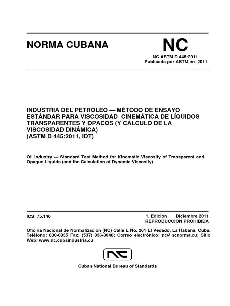 NC ASTM D 445 A2011 30p Asd | PDF | Viscosidad | Líquidos