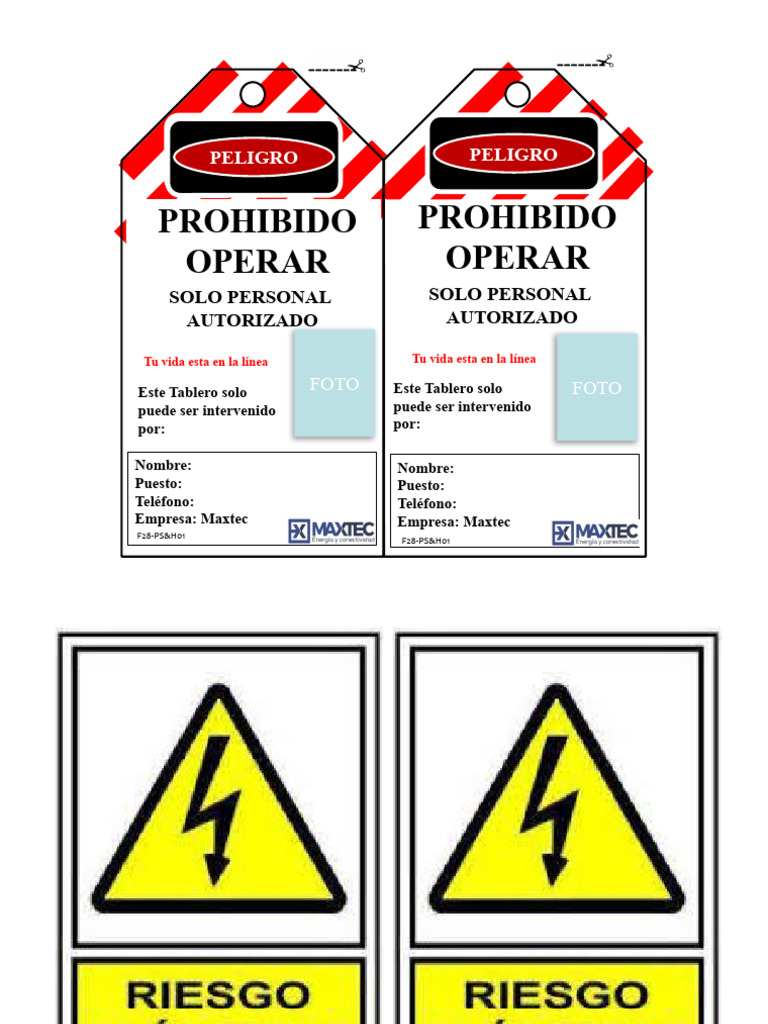 Tarjetas Y Señalamiento De Riesgo Electrico Pdf