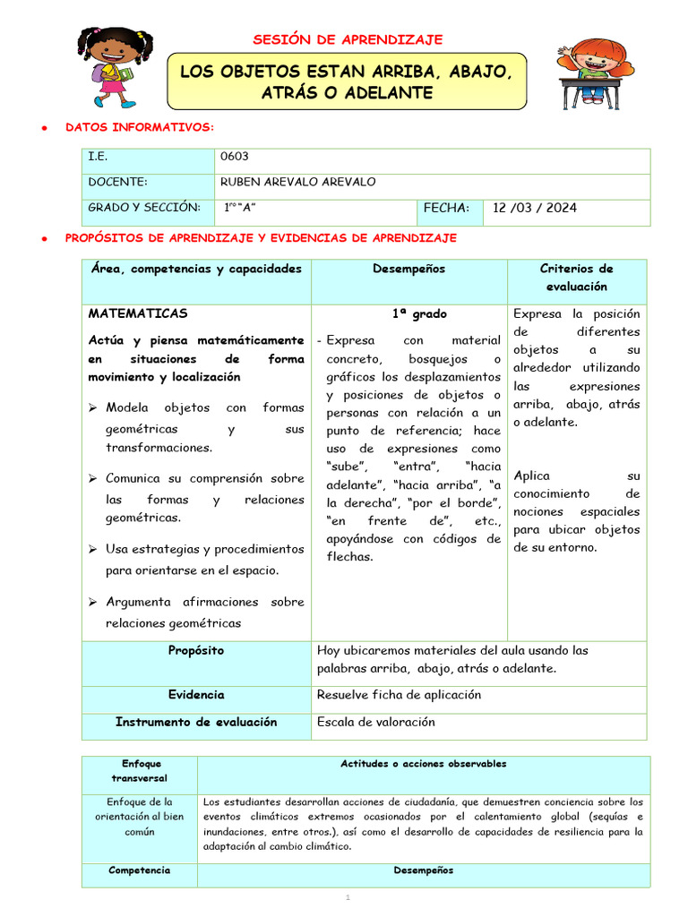 1º U1 S1 Sesion D2 Mat Los Objetos Estan Arriba, Abajo, Delante o ... 1º U1 S1 Sesion D2 Mat Los Objetos Estan Arriba, Abajo, Delante o ...