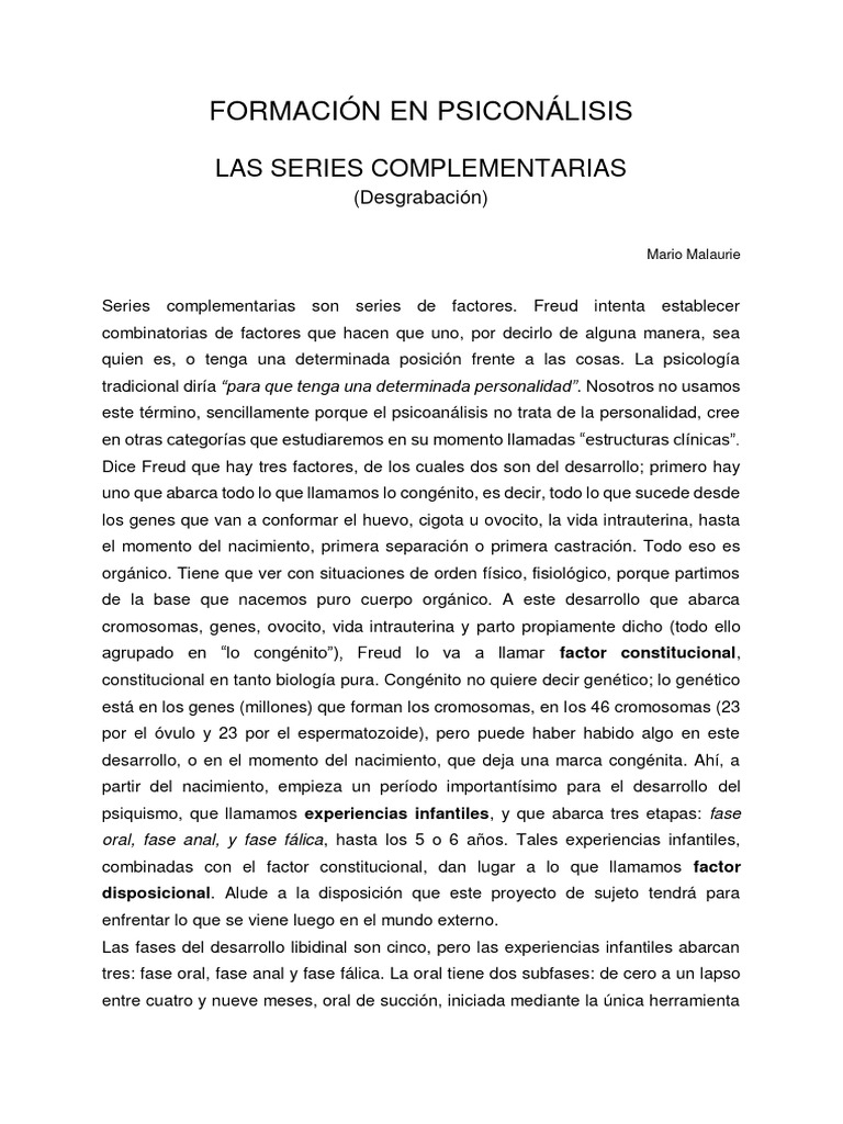 Las Series Complementarias | PDF | Amor | Complejo de Edipo