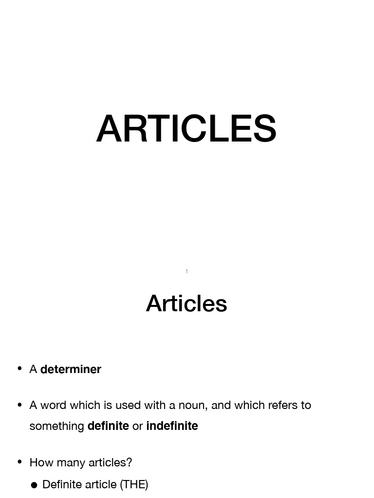 Articles | PDF | Noun | Plural