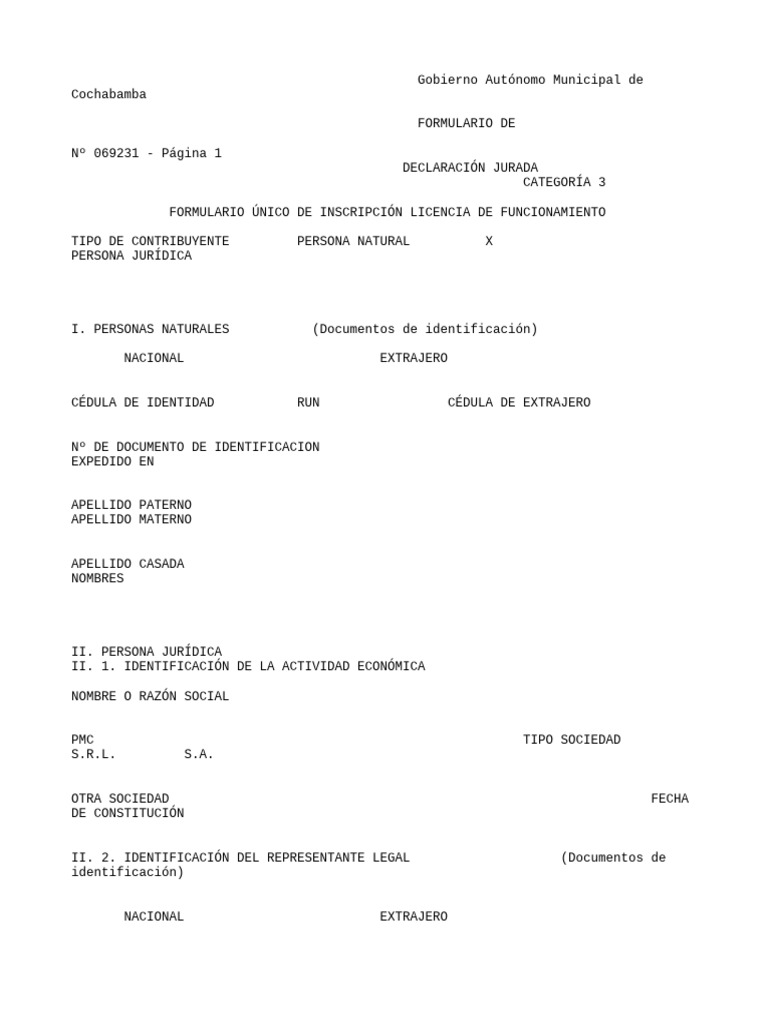 Formulario de Inscripción de Licencia | PDF | Documento de identidad