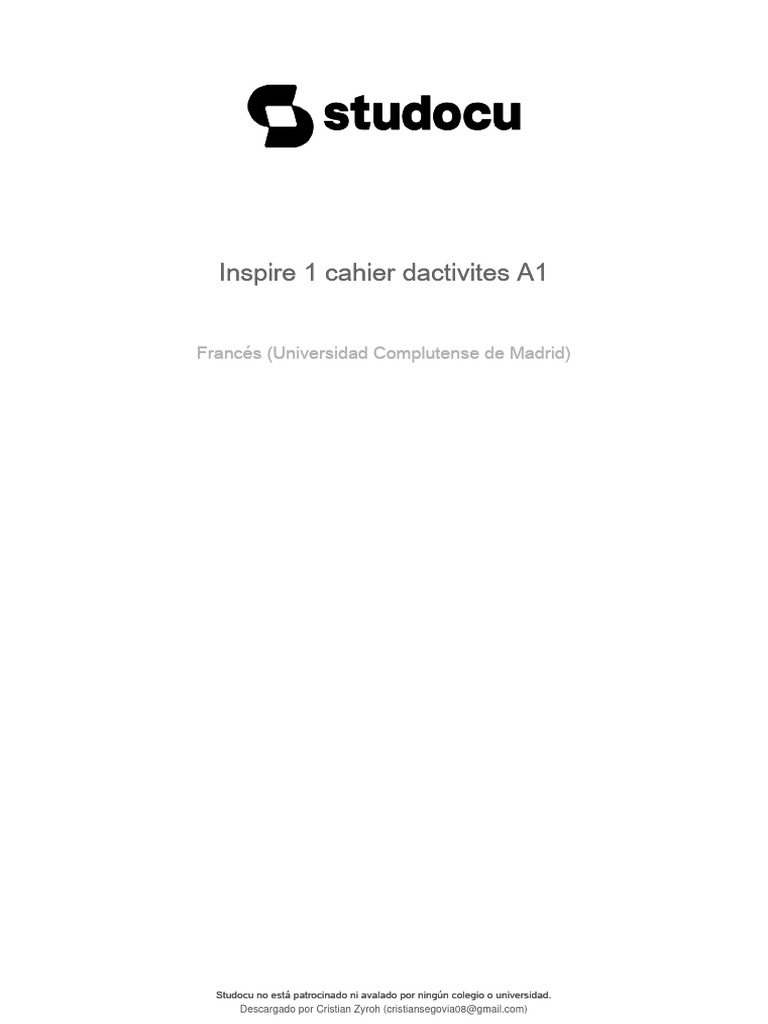 Cahier d'activités Inspire 1 A1 PDF | PDF