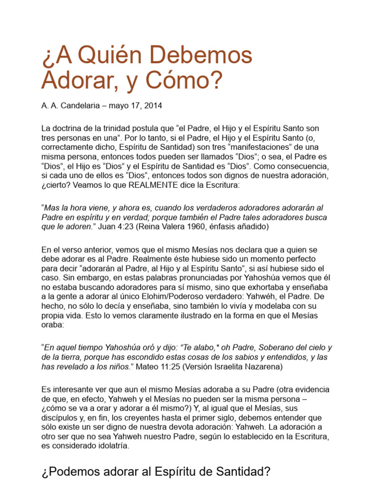 ¿A Quién Debemos Adorar, y Cómo | PDF | Yahvé | Fe