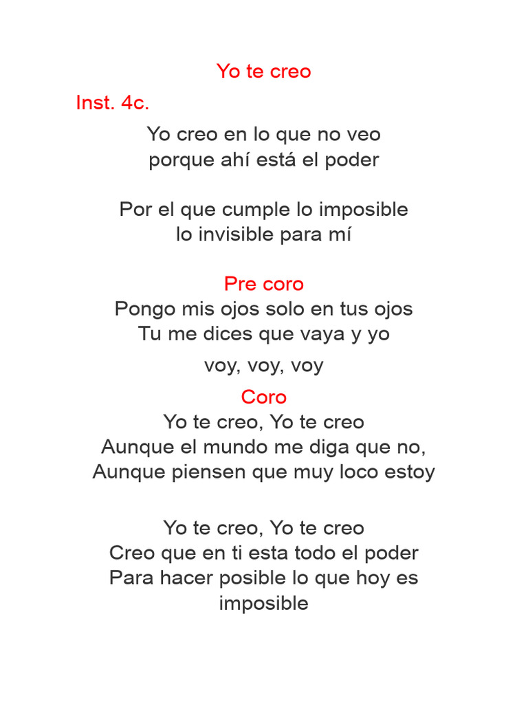 Yo te creo | PDF