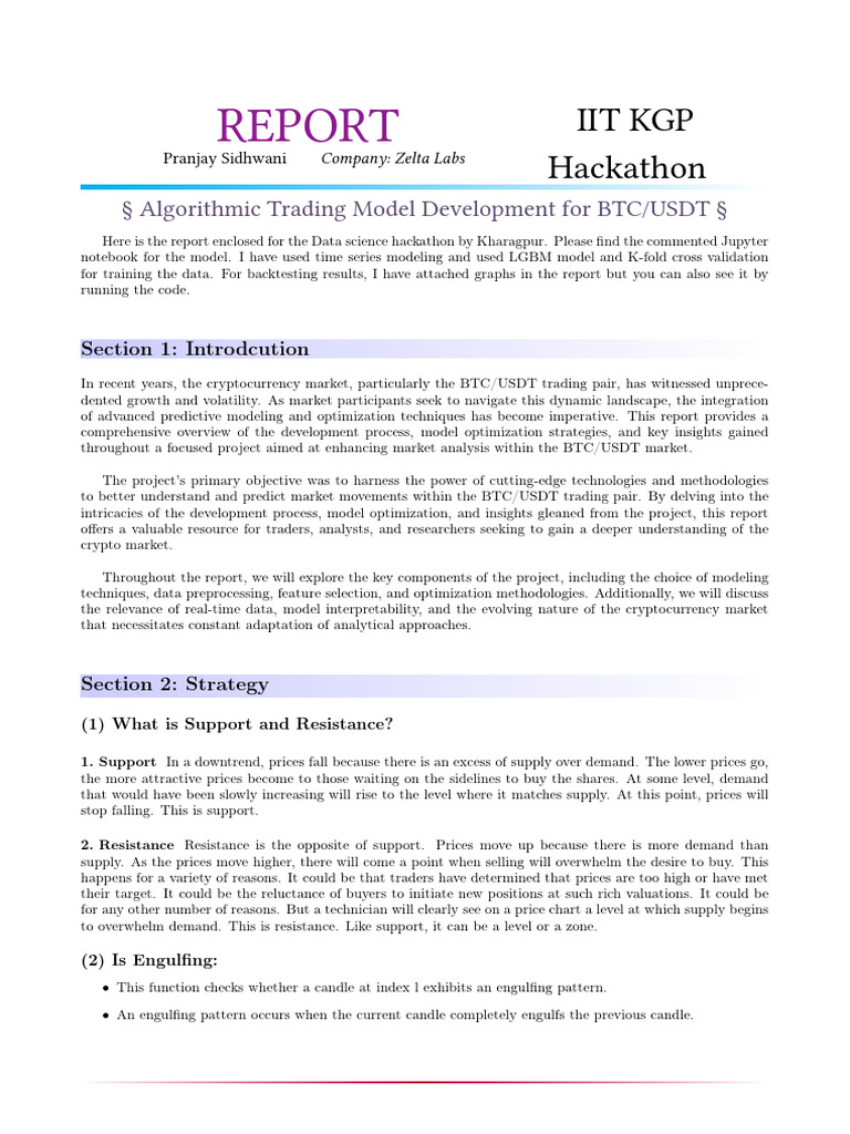 IIT Kharagpur Hackathon | PDF | Market Trend | Algorithmic Trading