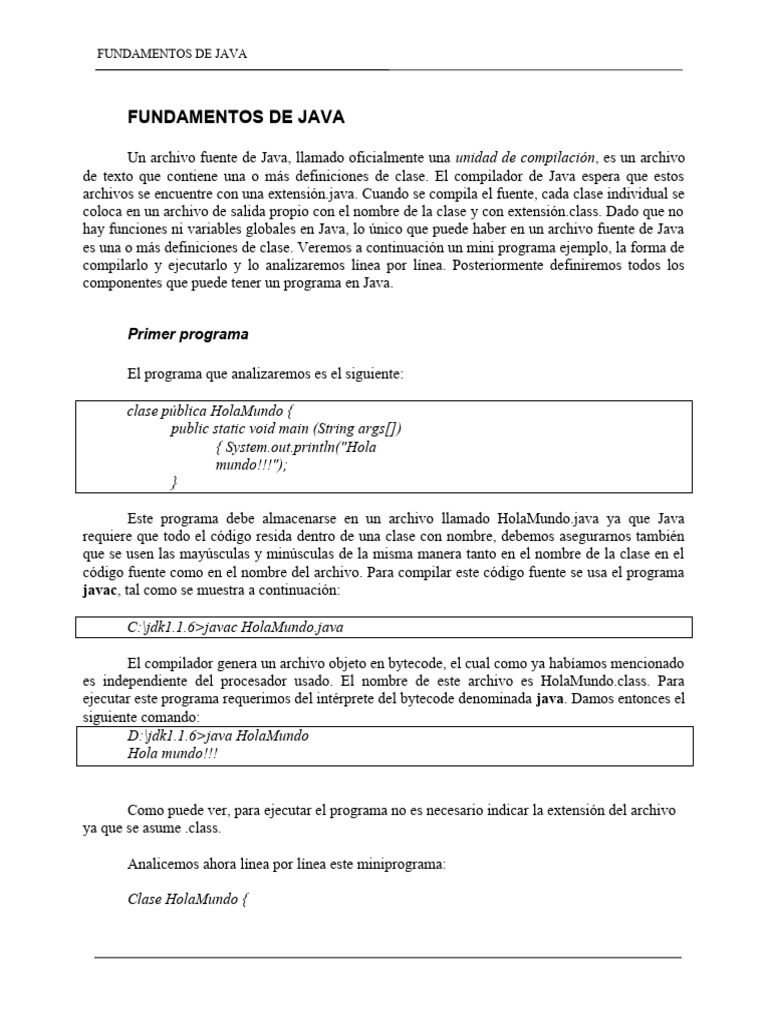 Resumen Fundamentos de Java | Descargar gratis PDF | Java (lenguaje de programación) | Objeto ...