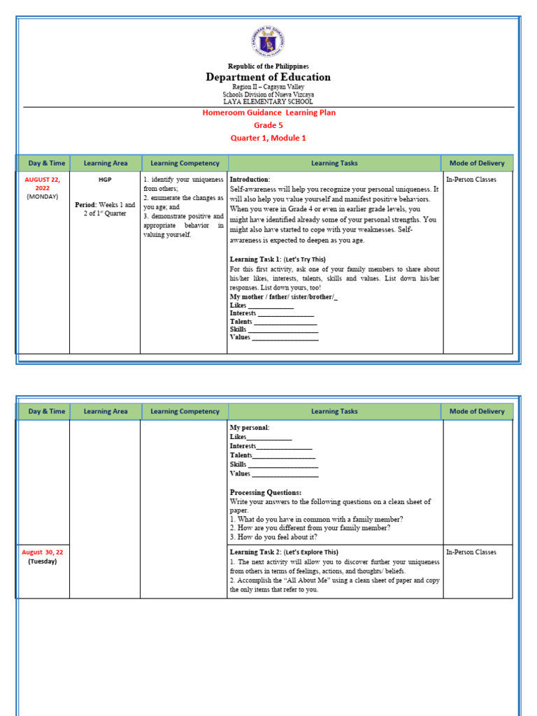 HGP-Learning-plan-Module-1 | PDF | Learning | Cognitive Science