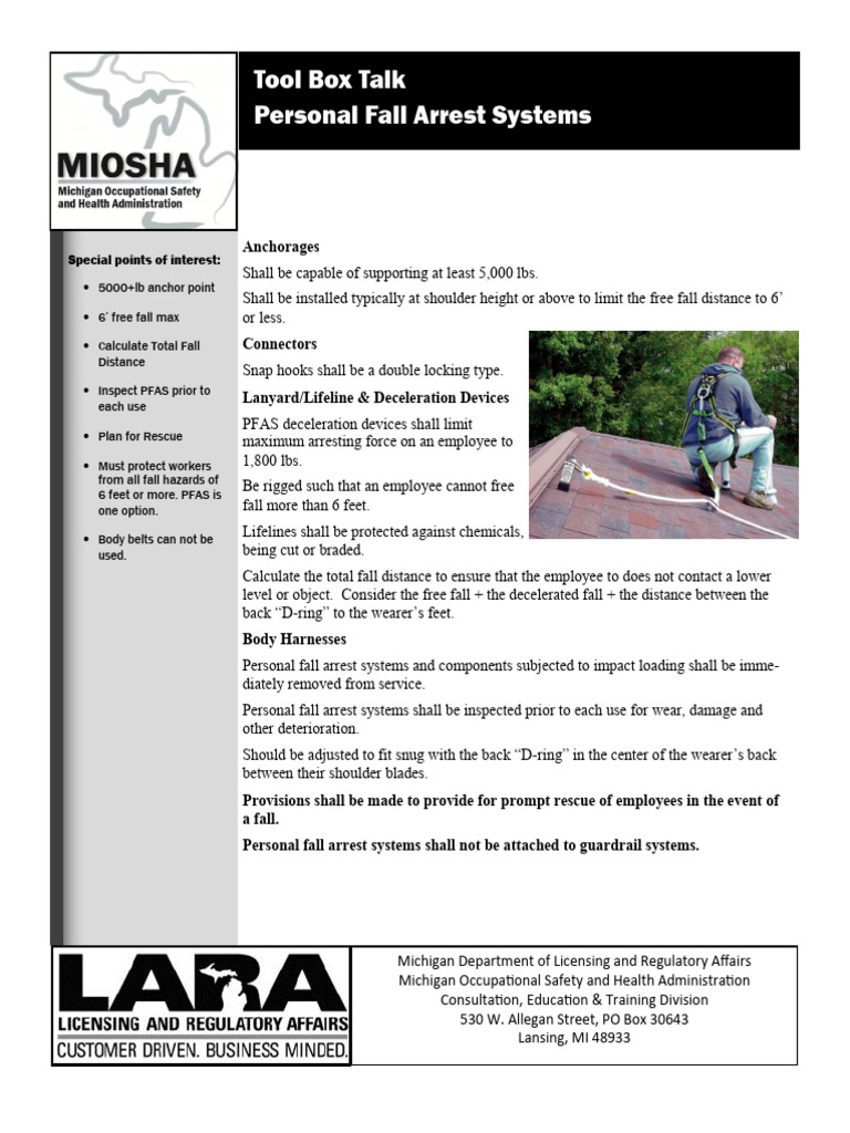 Personal Fall Arrest Systems | PDF | Occupational Safety And Health ...
