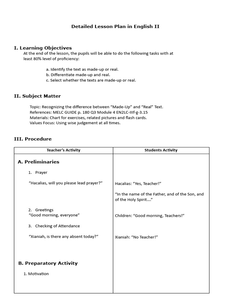 Lesson Plan: Real vs. Made-Up Texts | PDF | Spider Man | Lesson Plan