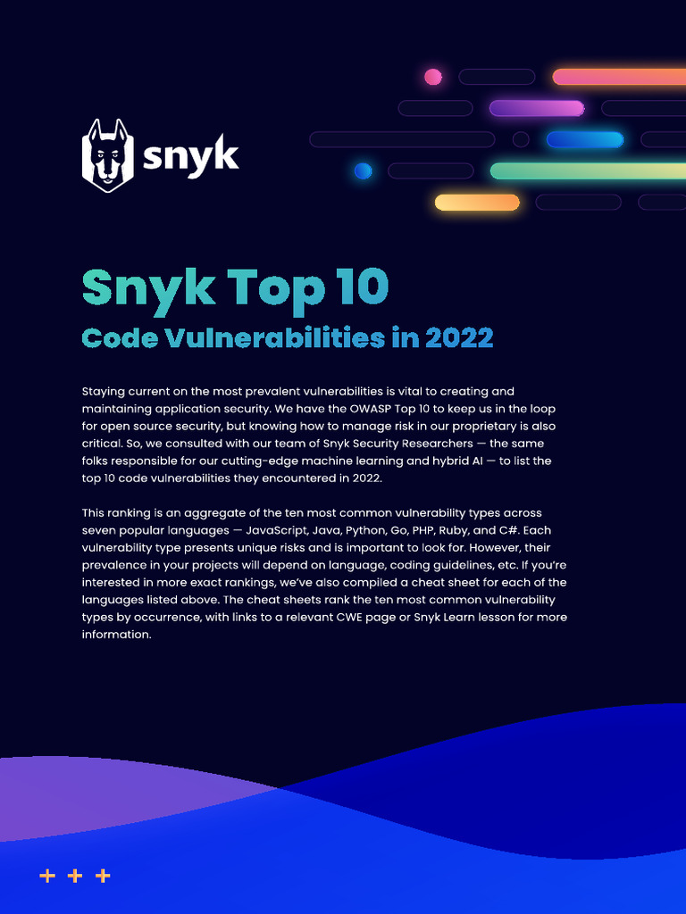 Snyk Top 10: Code Vulnerabilities in 2022 | PDF | Public Key ...