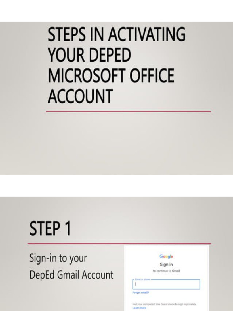 Steps in Activating Microsoft Office Account | PDF