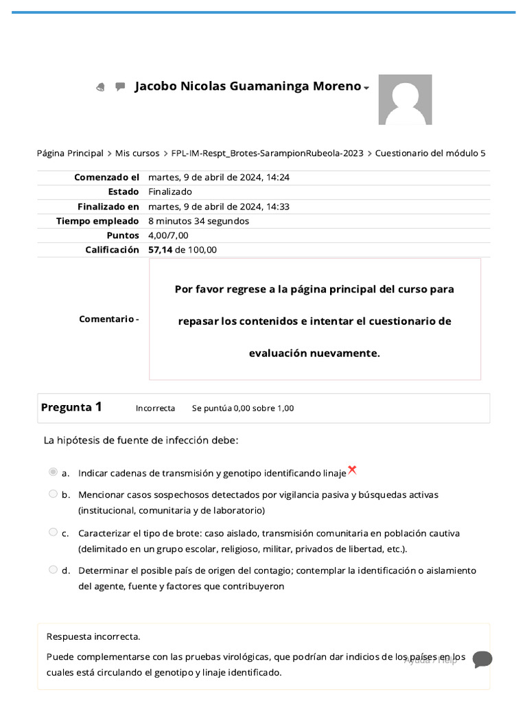 Cuestionario Del Módulo 5 - Revisión Del Intento | PDF | Epidemiología | Virus