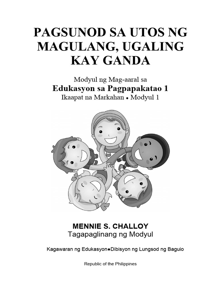 ESP1-Q4-M1-W1-Pagsunod-sa-Utos-ng-Magulang-Mennie-S.-Challoy | PDF